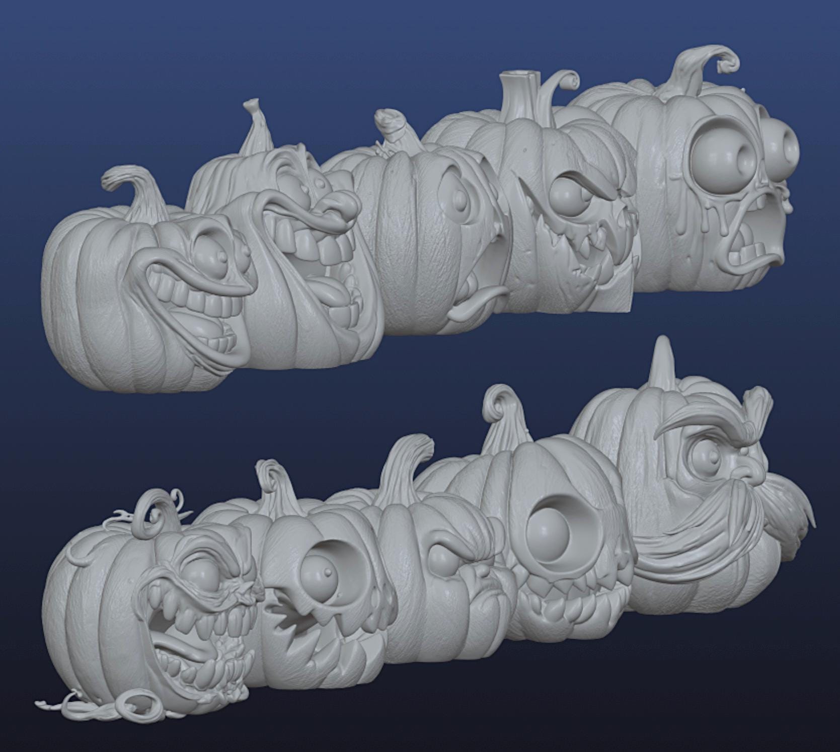 Halloween Pumpkin STL 10 Pack Volume 1, 3D Digital Files for 3D ...