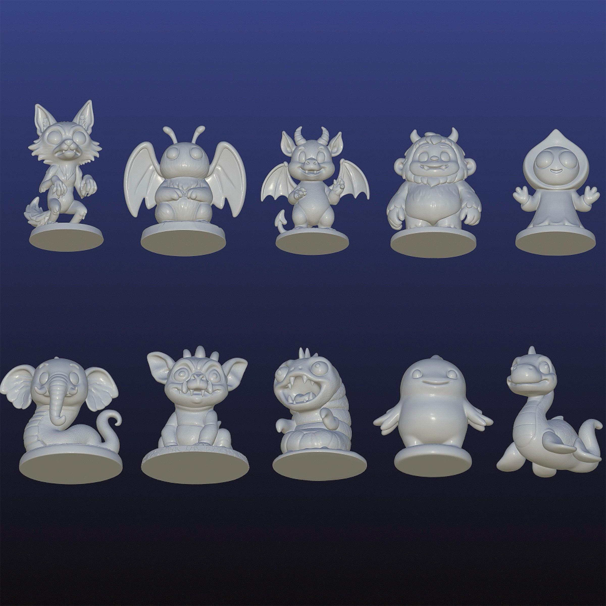 Cute Cryptids 3D STL File Pack - 10 Unique Cryptids, Kawaii, Chibi ...