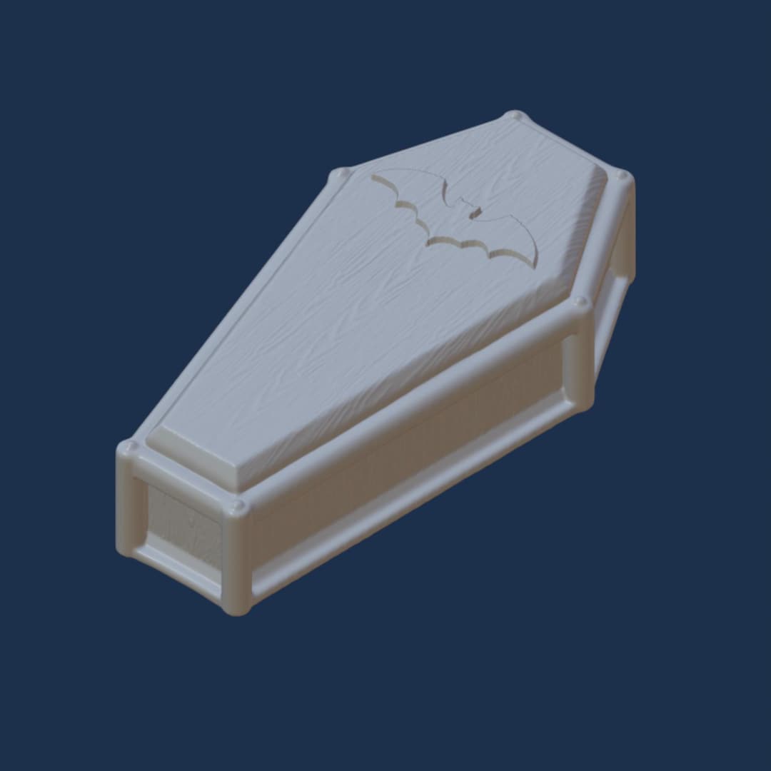 Coffin STL, Bat Design on Coffin, 3D STL Digital File for 3D Printing ...