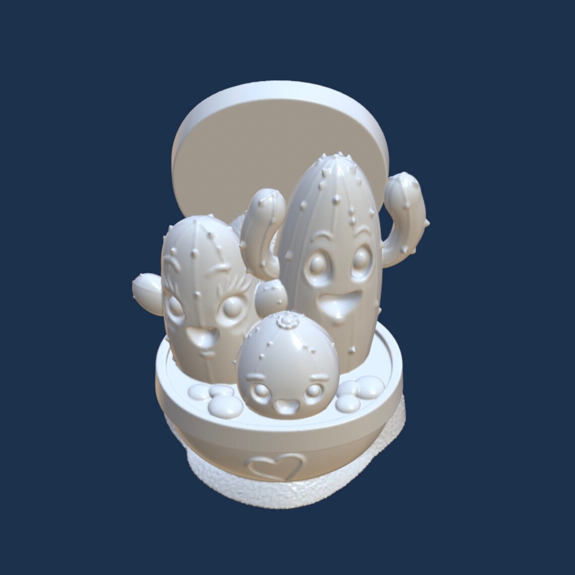 Cactus Family in Planter, STL, 3D File for 3D Printer, STL File ...