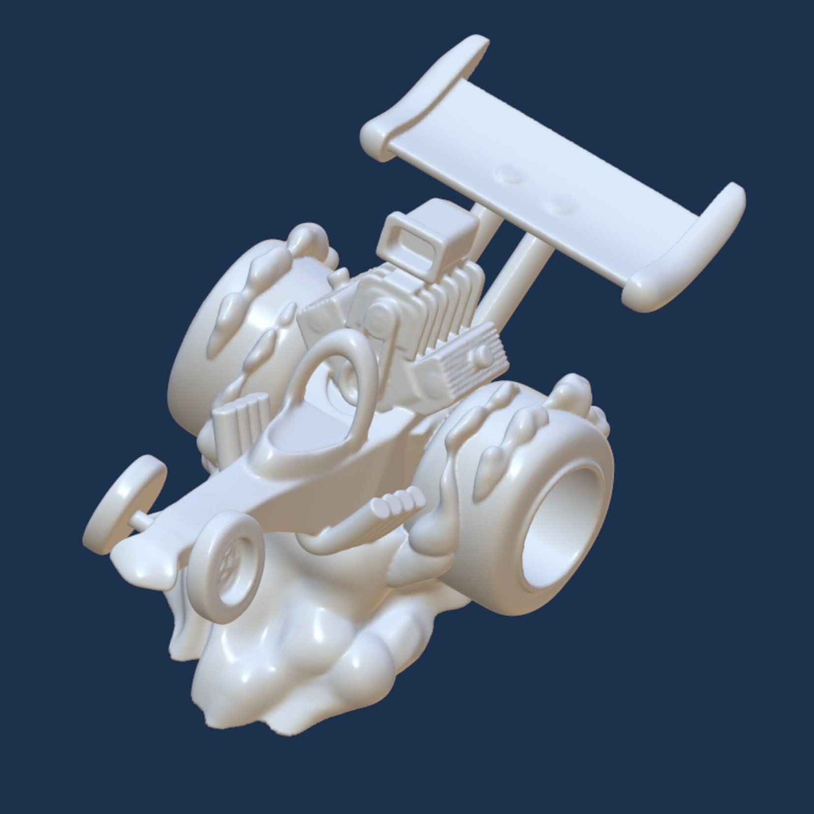 Dragster STL, Cartoon Dragster With V8 and Smoking Tires, 3D STL File ...