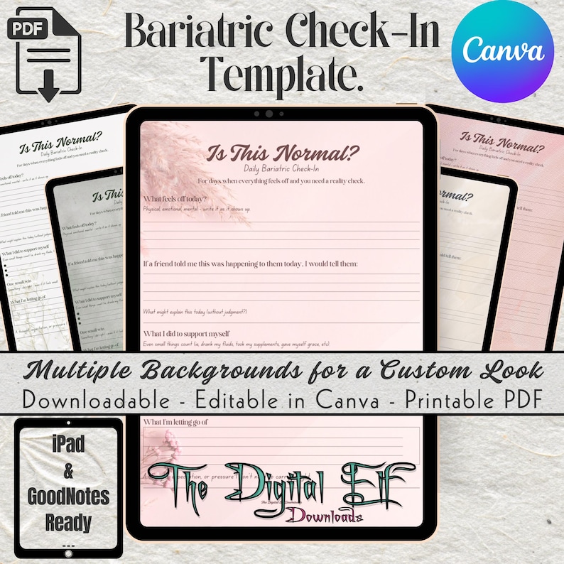 Bariatric Check-in Template | Daily Reflection, Post-op Support ...