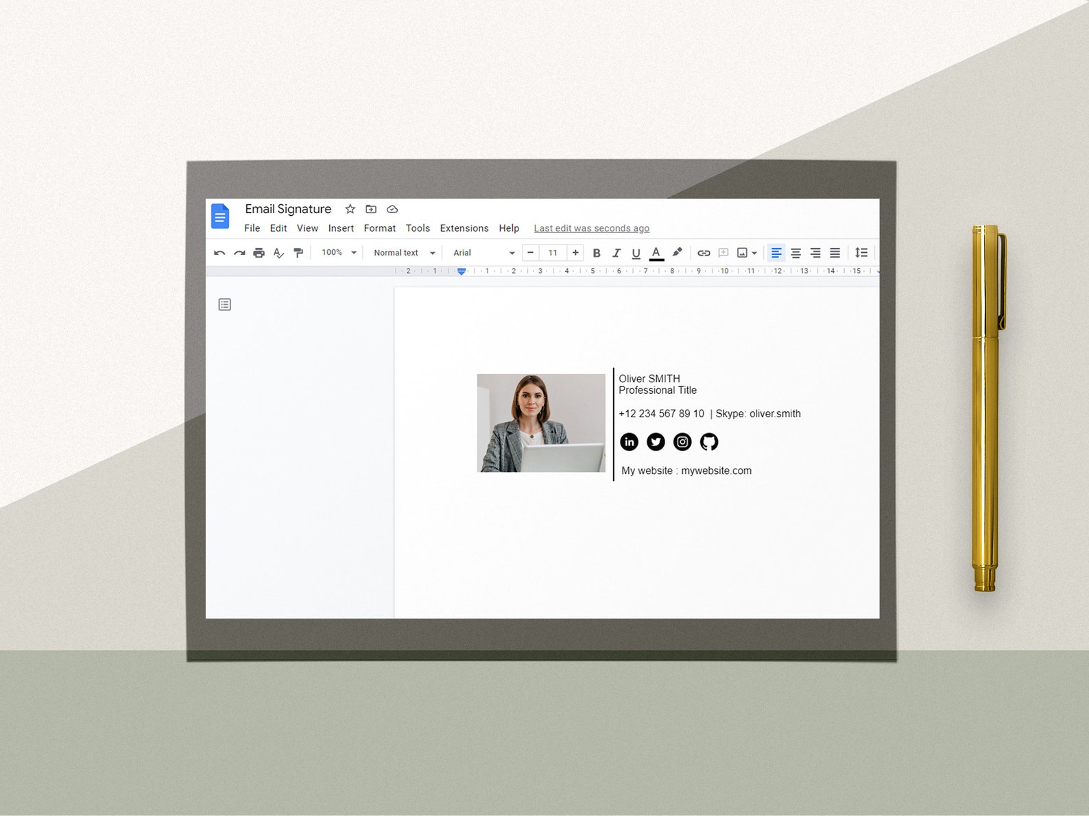 Gmail Email Signature Template, Modern Email Signature Clickable ...