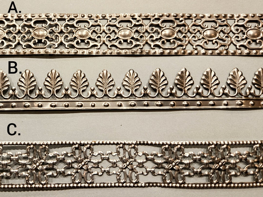 4.5 Feet Decorative Metal Ribbon for Craft Projects/ Silver Cut Tin ...