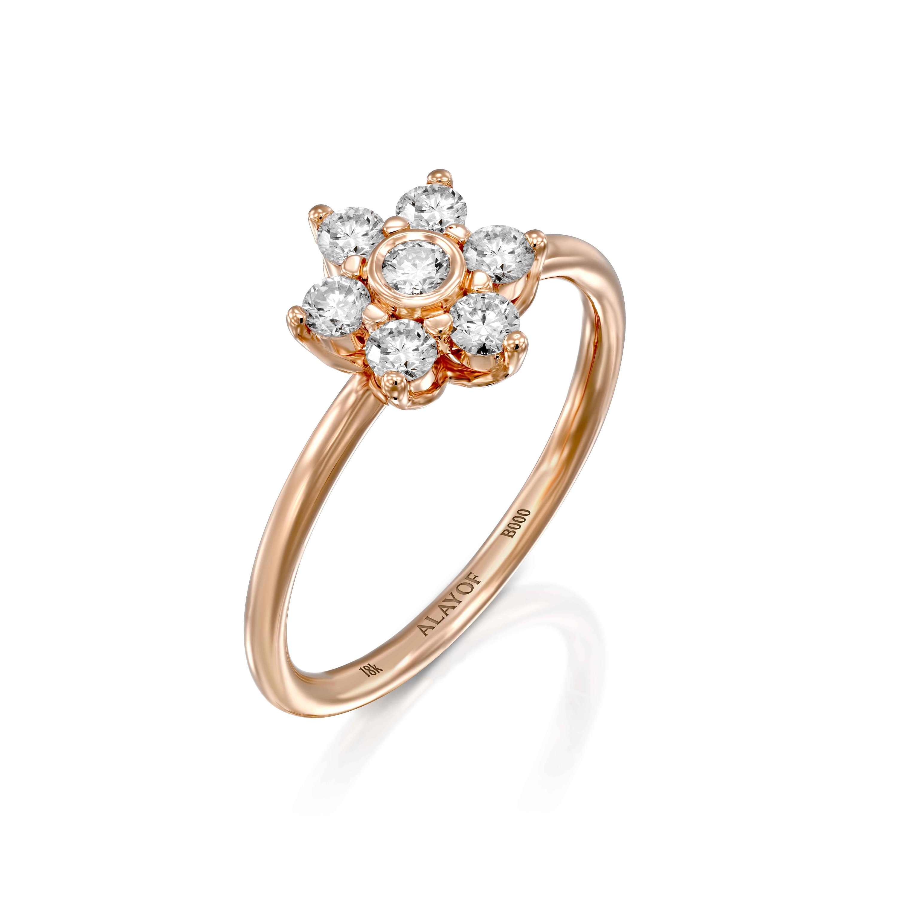 Anillo de flores diamante 18K / Anillo de diamantes de flores, Anillo ...