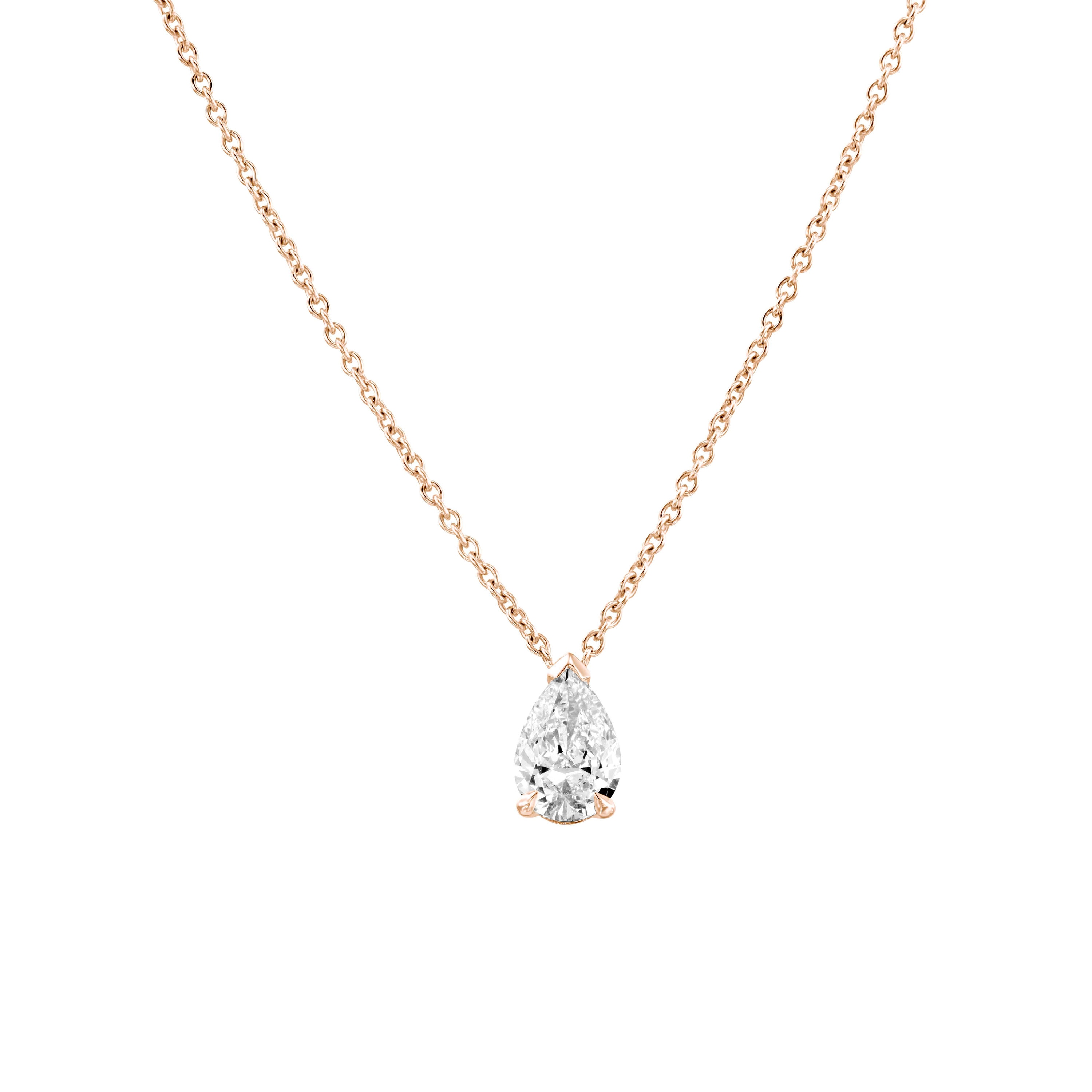 Gold Diamond Pear Necklace, Solitaire Pear Pendant/teardrop Necklace ...