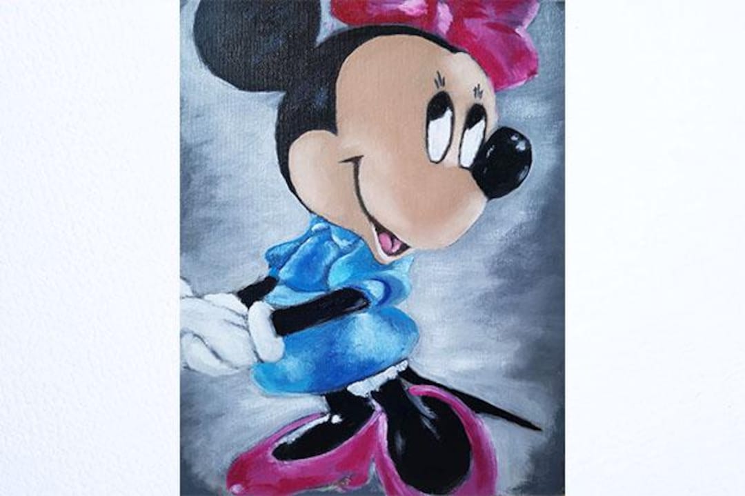 Minnie Mouse Oil Painting Disney Cartoon Minnie Mouse Art Kids Decor ...