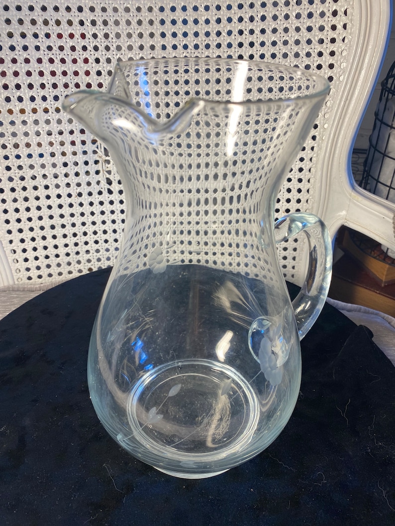 Vintage Princess House Crystal Pitcher: Hand Blown Heritage Flower ...