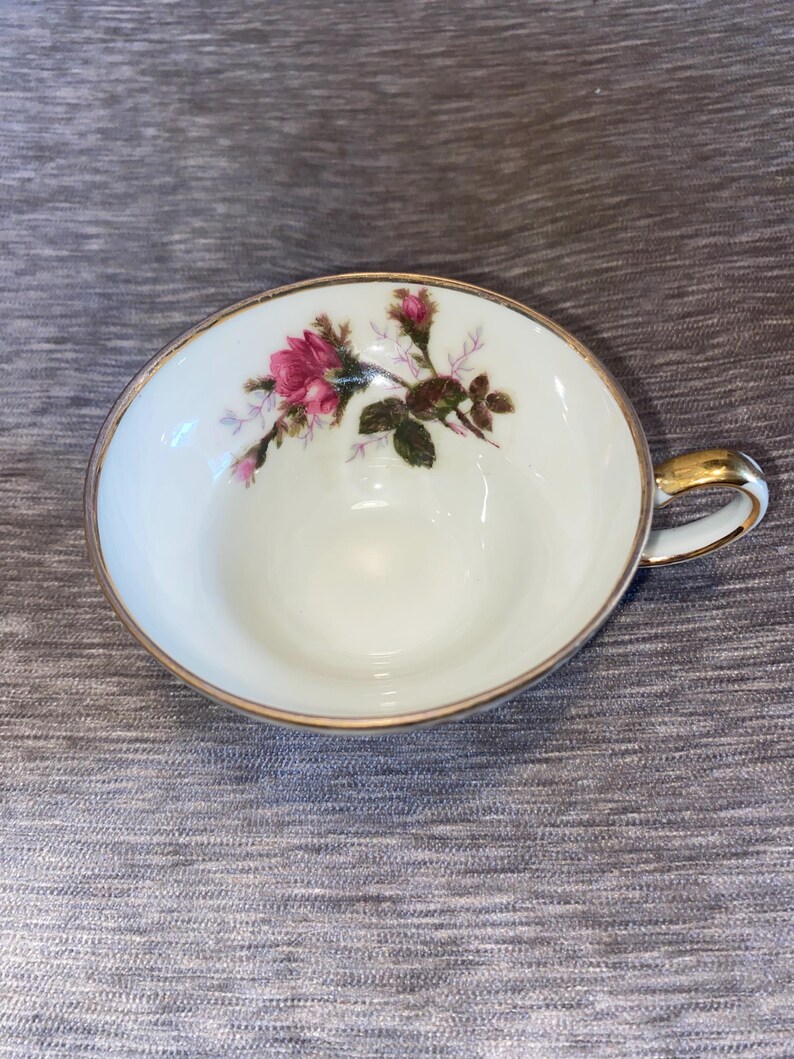 Vintage 1940s Japanese Moss Rose Tea Cup: Hand-painted Porcelain, 14K ...