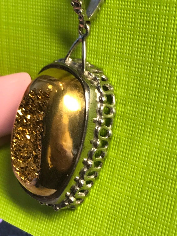 Geode Gold Necklace - Vintage - 1990's - Golden - Bro… - Gem