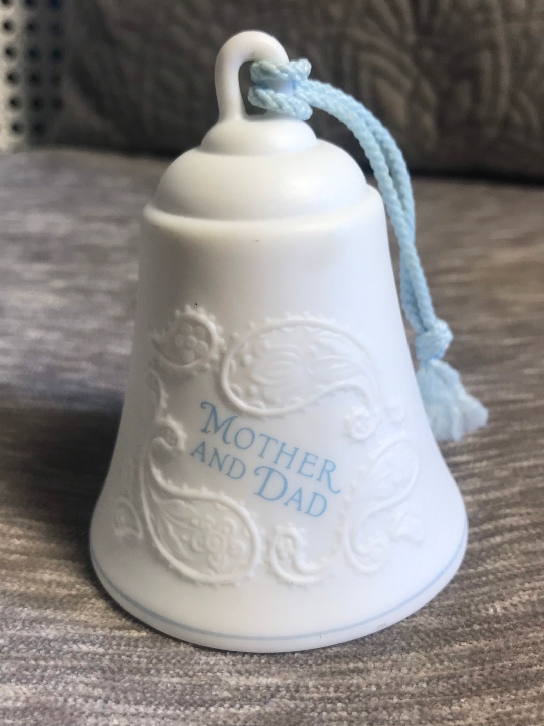 Hallmark Bell 1985 Vintage Ceramic White Bell Ornament mother and Dad ...