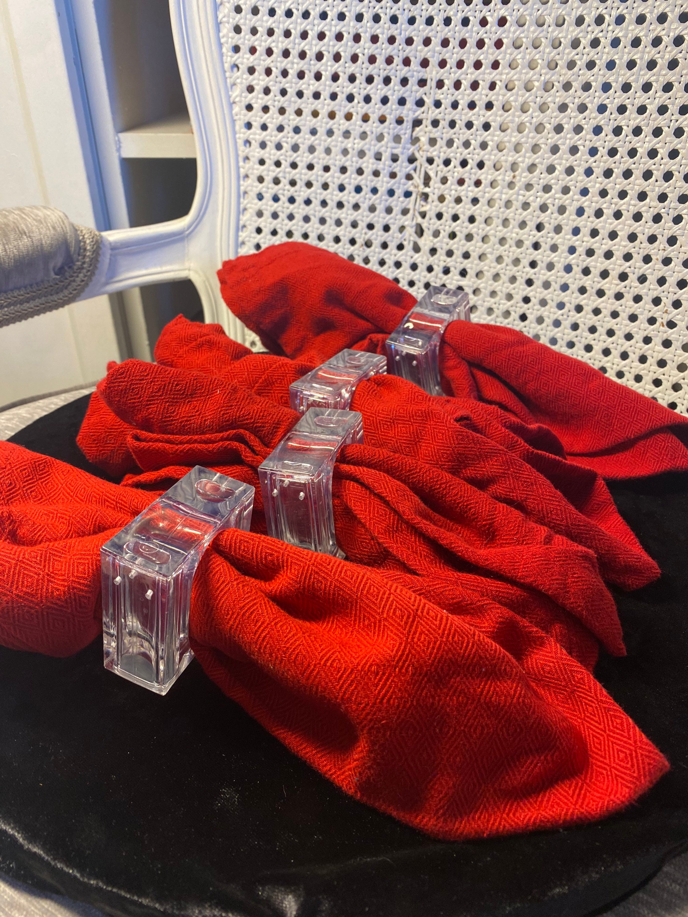 Vintage - MSM- Mid Century Modern - Square Clear Acrylic - Napkin Rings ...