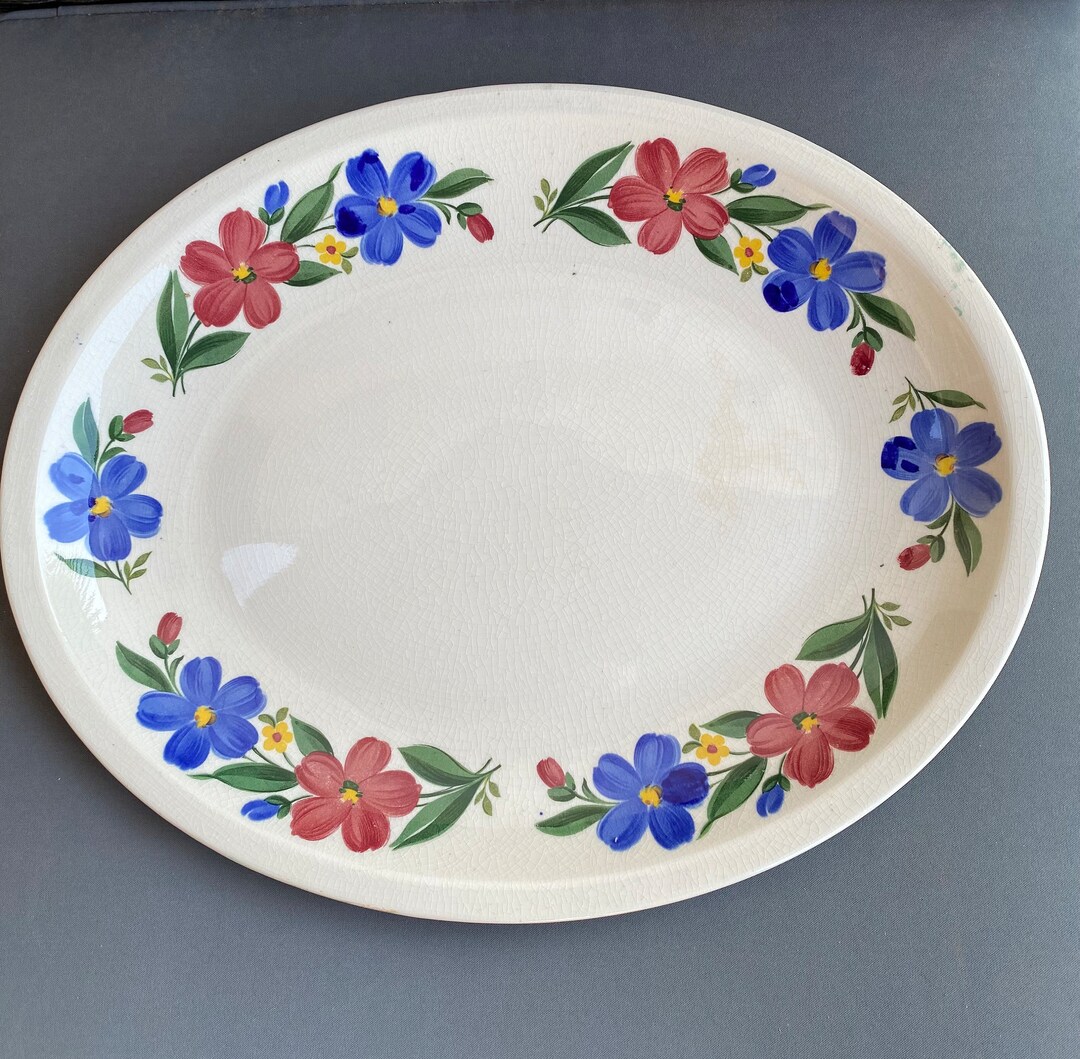Vintage Paden City Shenandoah Ware Platter: Hand-painted Morning Glory ...