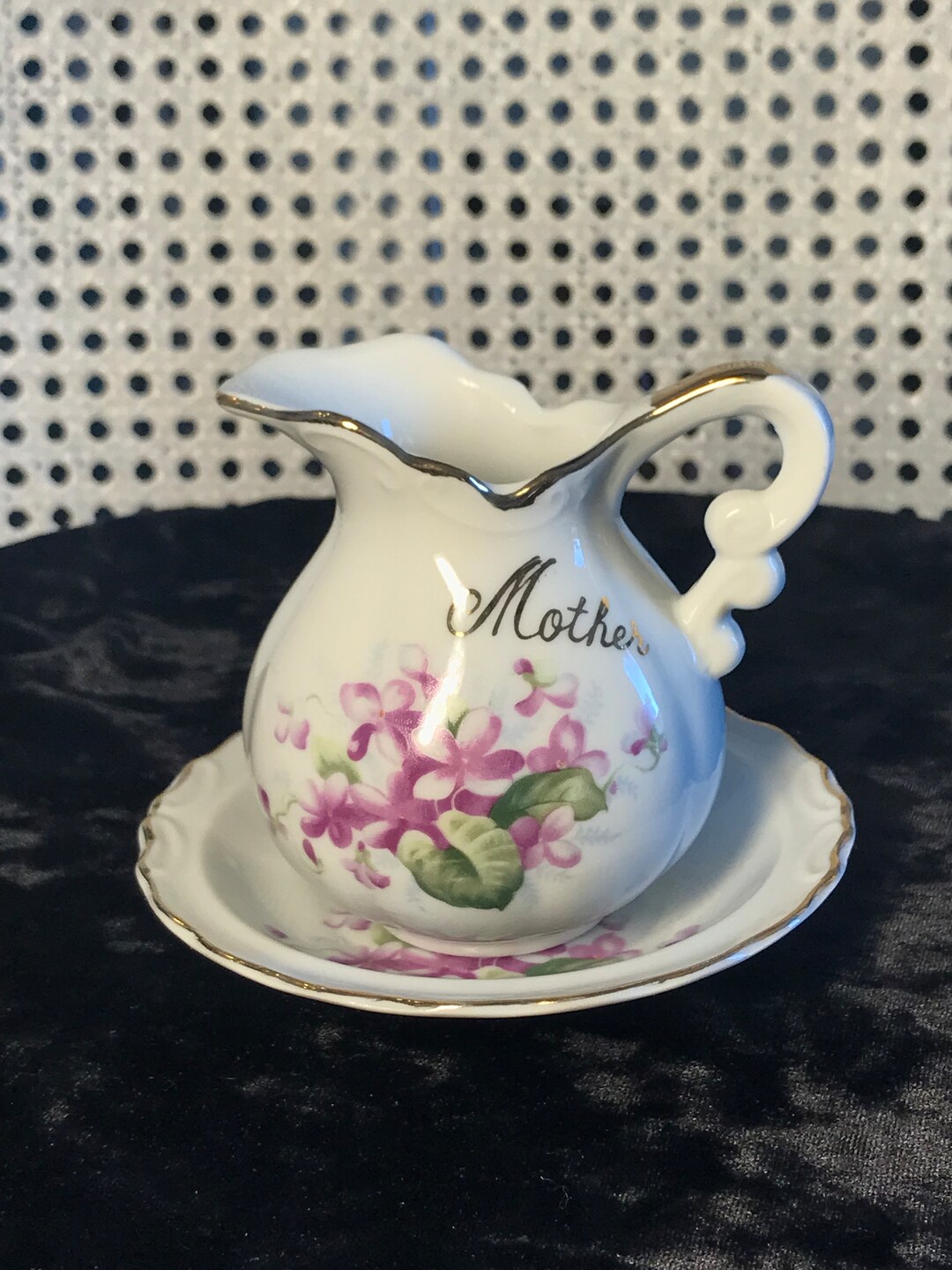 Vintage Lilac Porcelain Pitcher and Basin Set: Gold Trim, Personalized ...