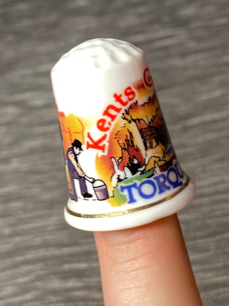 Vintage Kents Cavern Bone China Thimble, Torquay Souvenir - Etsy