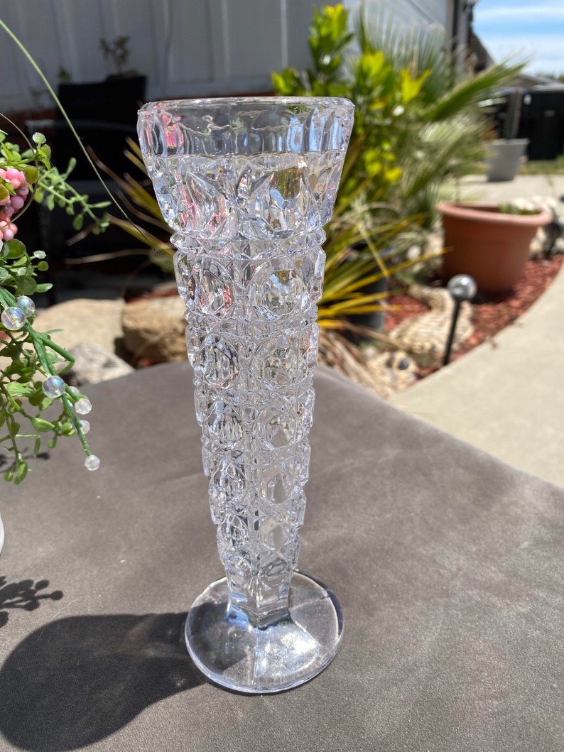 Cut Glass Vase Early American Prescut Glass Harvard Cane - Etsy