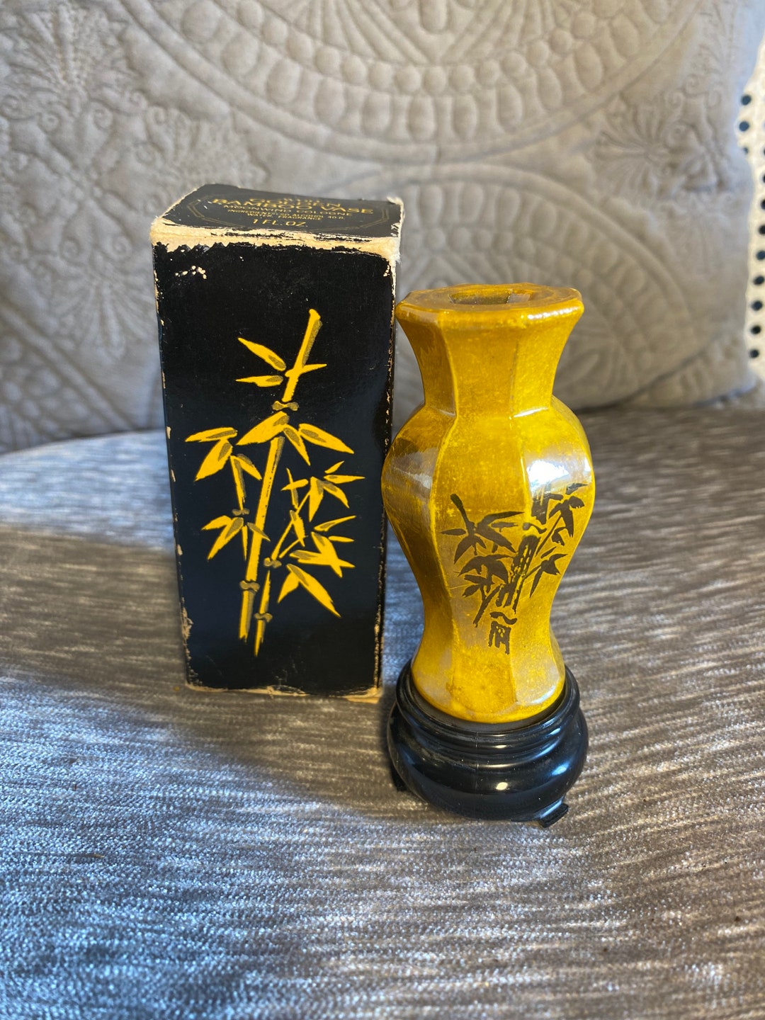 Vintage - 1980's - Avon - Golden Bamboo Vase - Moonwind Cologne - FULL ...