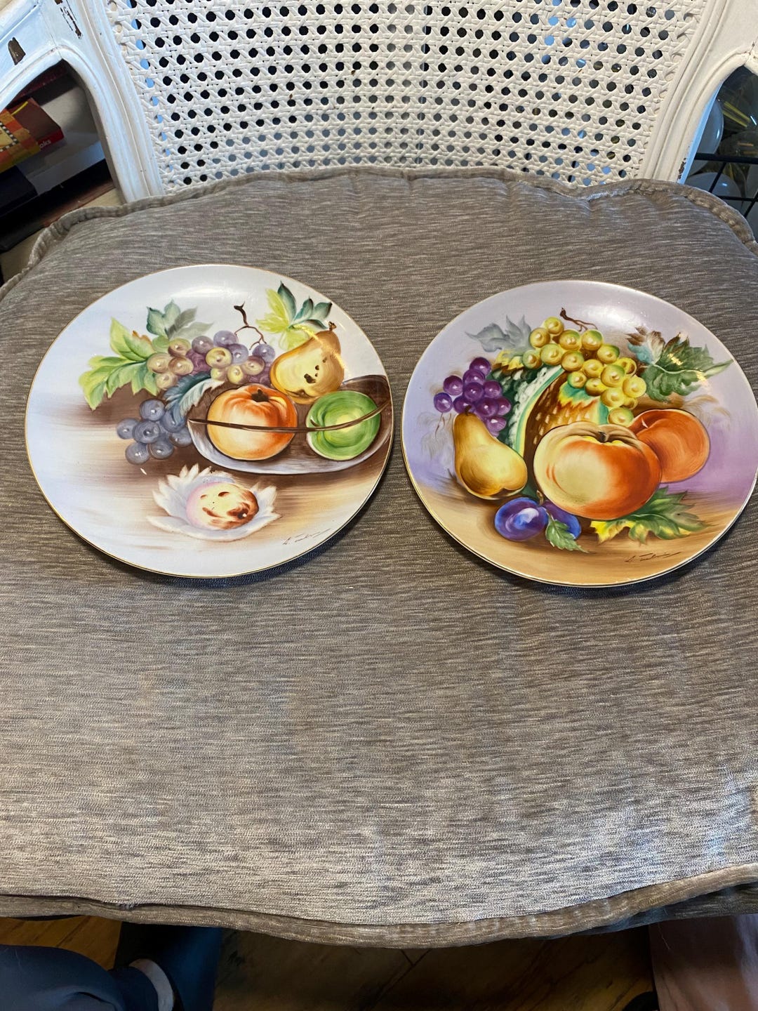 Vintage UCAGCO Collector's Plates: Hand-painted Fruit Decor (pair) - Etsy