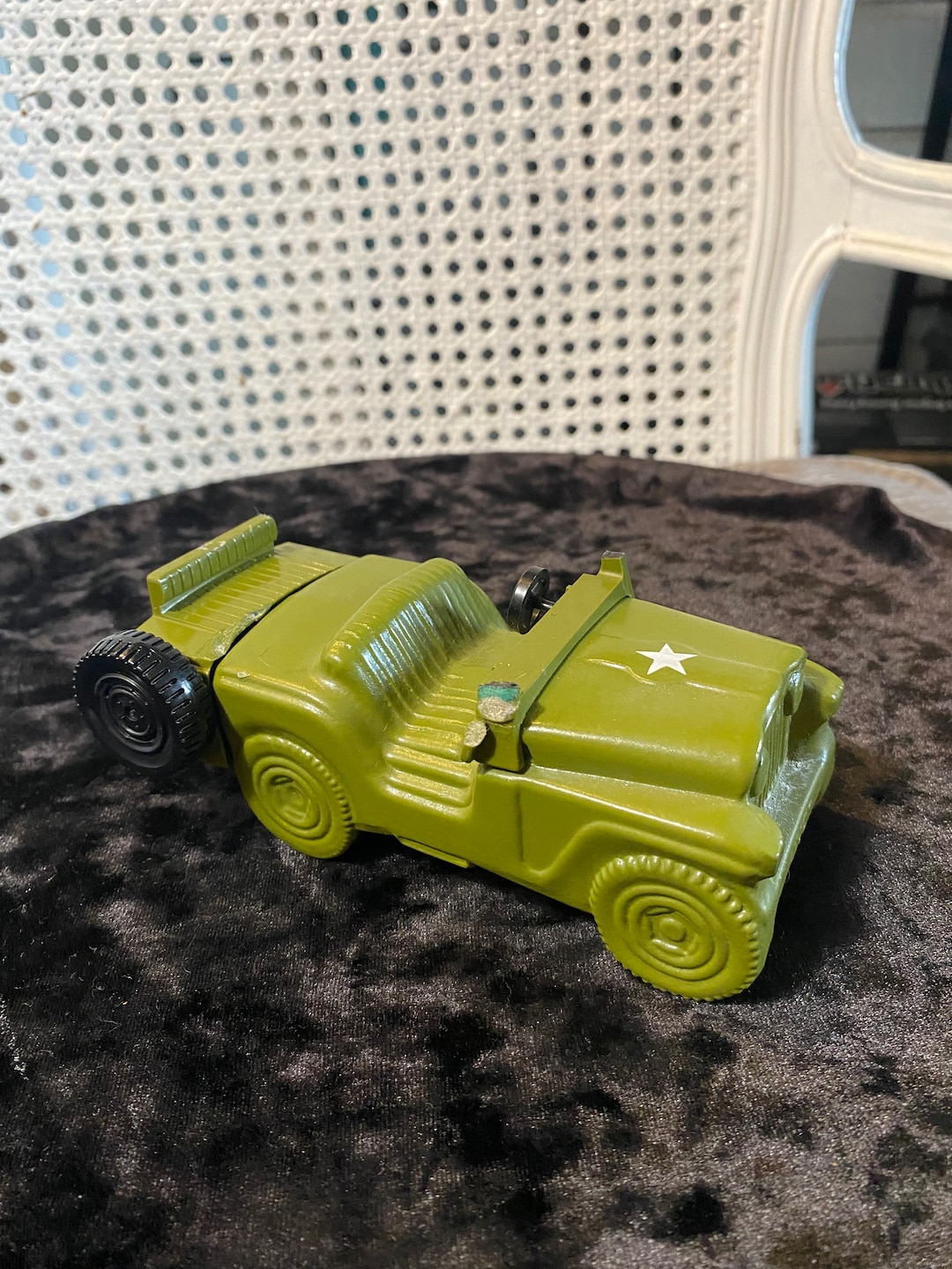 Vintage Avon Army Jeep Decanter: Green Glass "spicy" After Shave Bottle ...