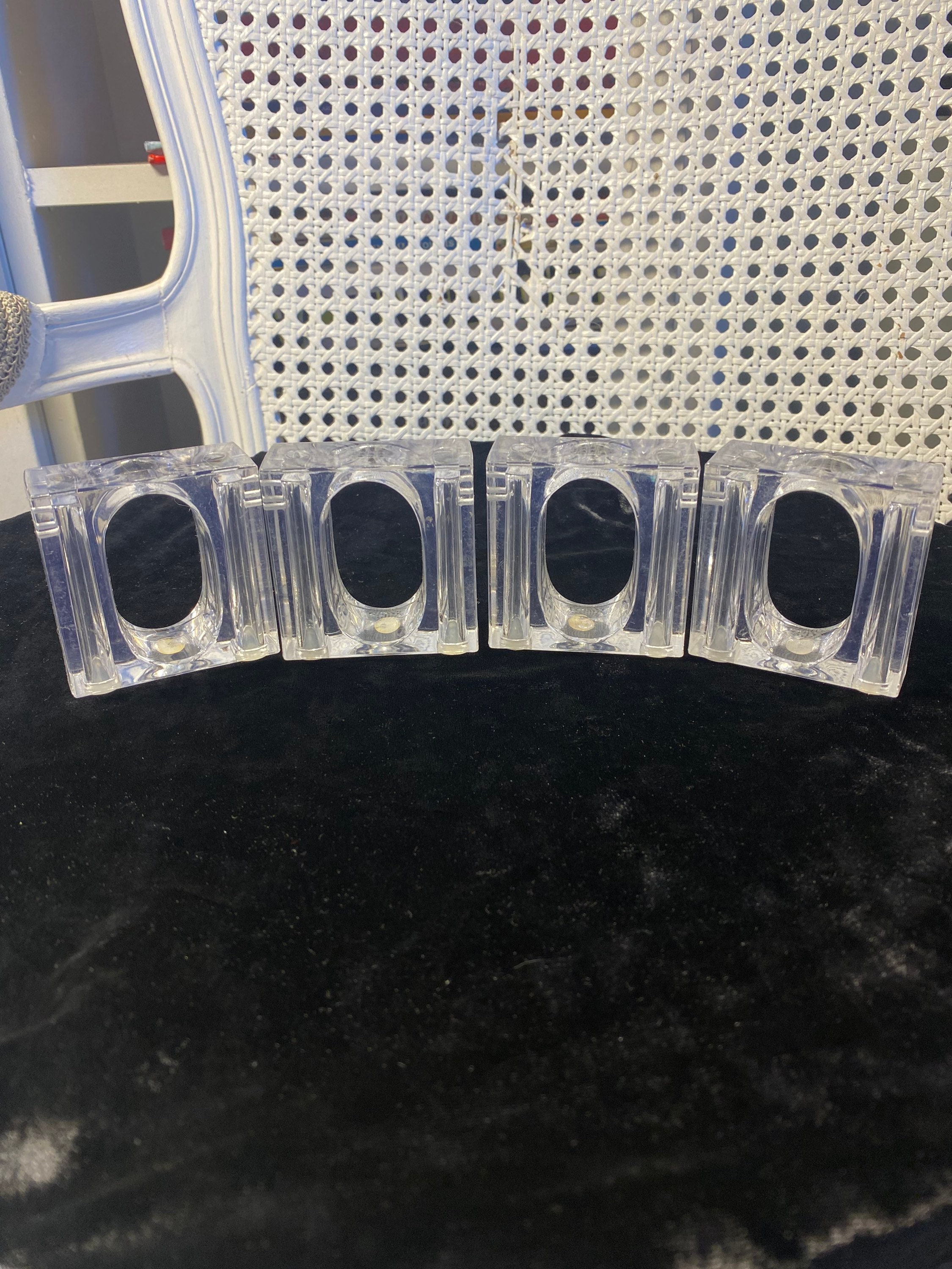 Vintage - MSM- Mid Century Modern - Square Clear Acrylic - Napkin Rings ...