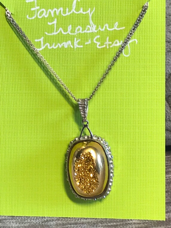 Geode Gold Necklace - Vintage - 1990's - Golden - Bro… - Gem