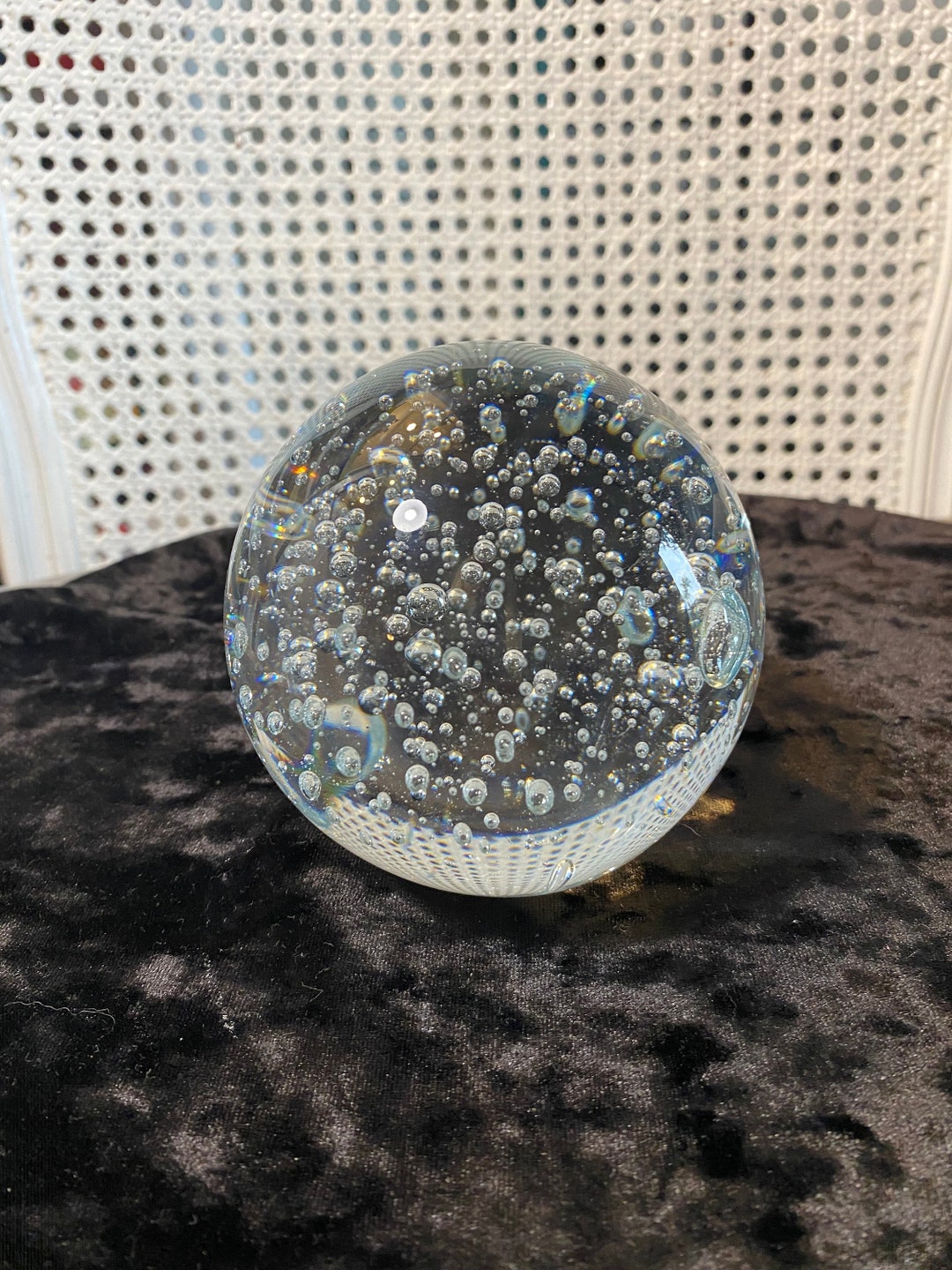 Vintage 1970's 4 Inch Sphere Heavy Clear Glass Art Ball Paperweight Orb ...