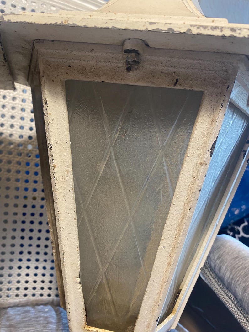 Vintage Steepled Roof Lamp Post: Metal & Glass Beverly Hills Lantern ...