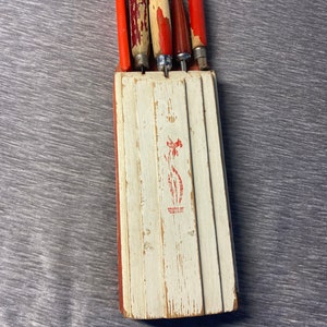 Vintage -1940s -nuway- Red and White Wood Knife Rack With Five (5 ...