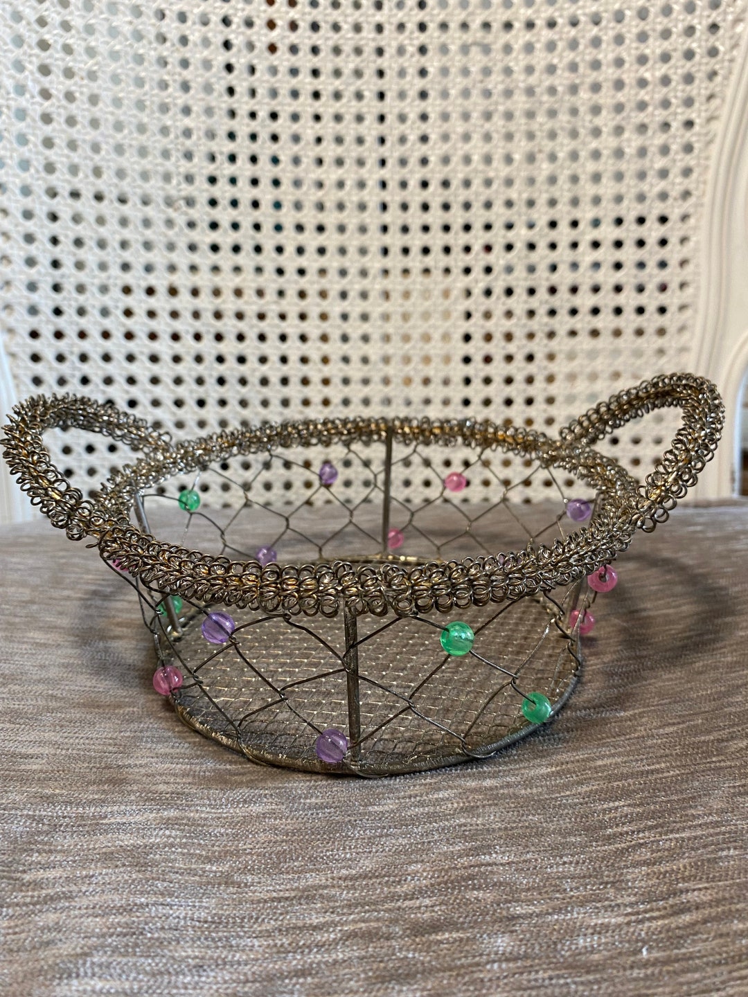 Vintage -1980's -silver Metal Wire - Basket -twisted Wire Handles ...