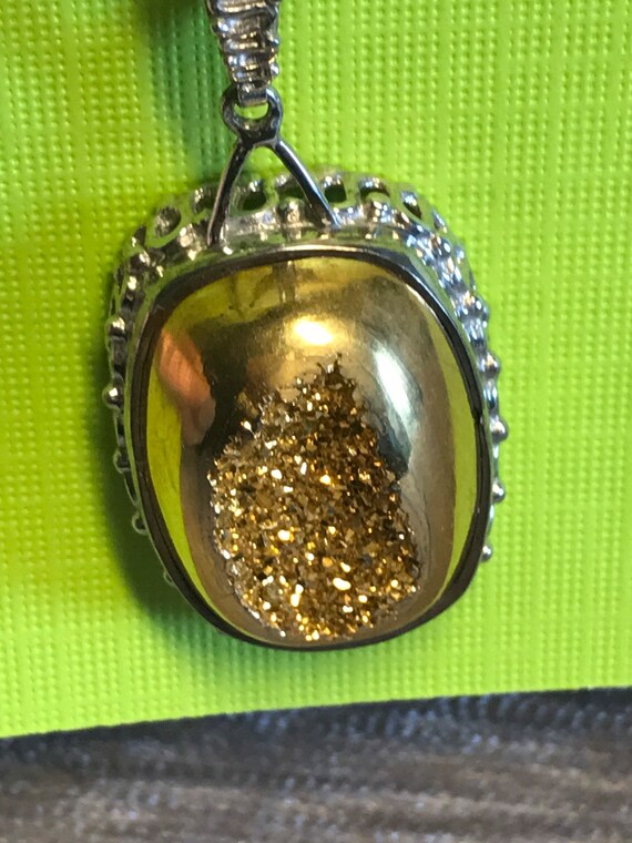 Geode Gold Necklace - Vintage - 1990's - Golden - Bro… - Gem