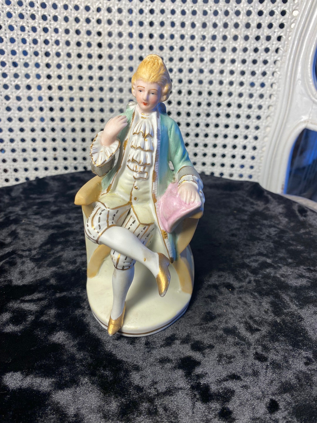 Vintage - Late 1940's - Bisque Figurine -victoria Man Sitting in Chair ...