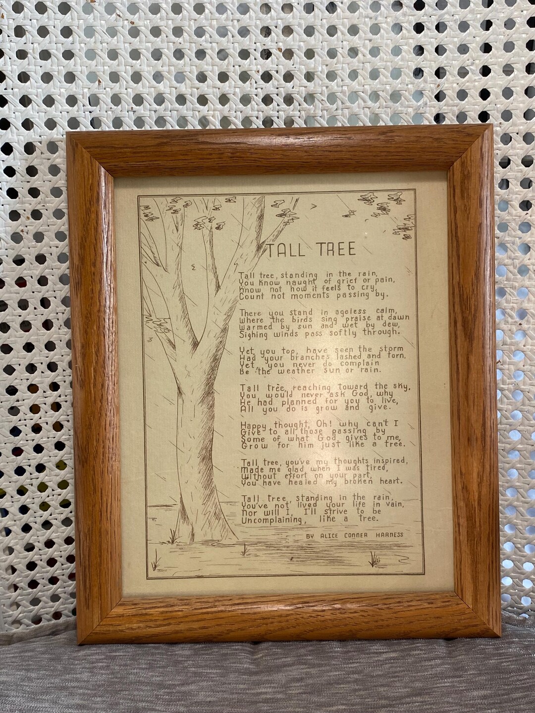 Vintage - 1960’s - Framed Poem - “tall Tree” - Wood Frame - by Alice ...