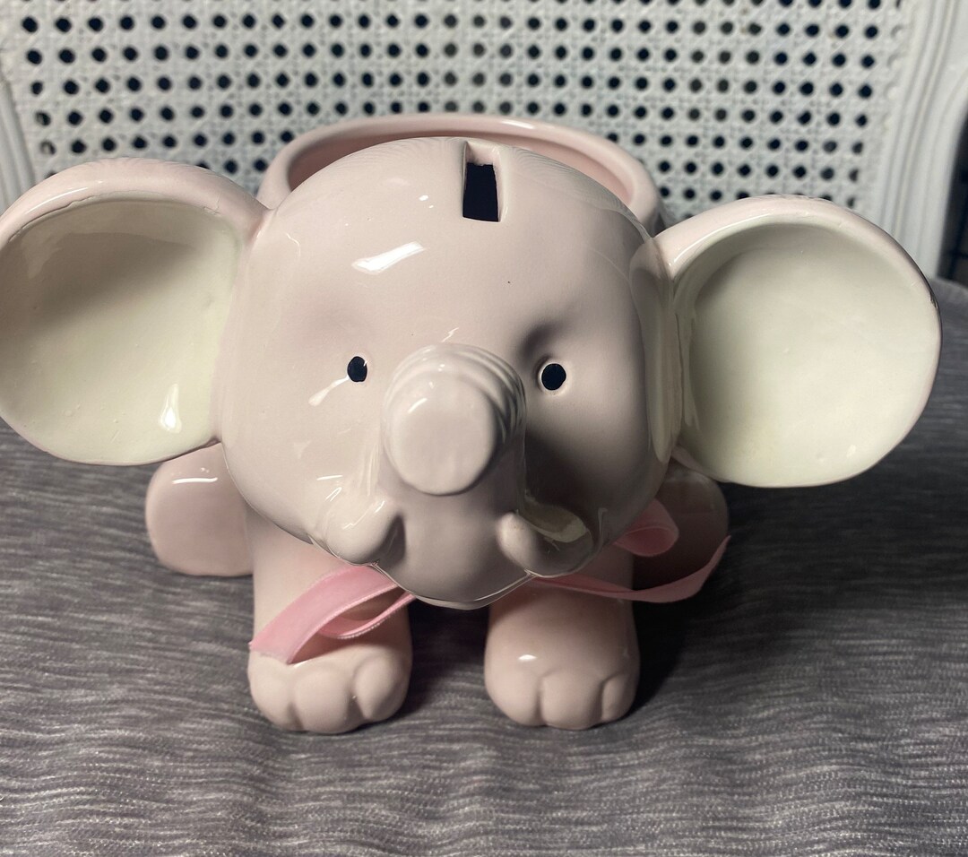 ADORABLE - Pink Elephant - "piggy" - Penny Bank - Lucky Trunk up ...