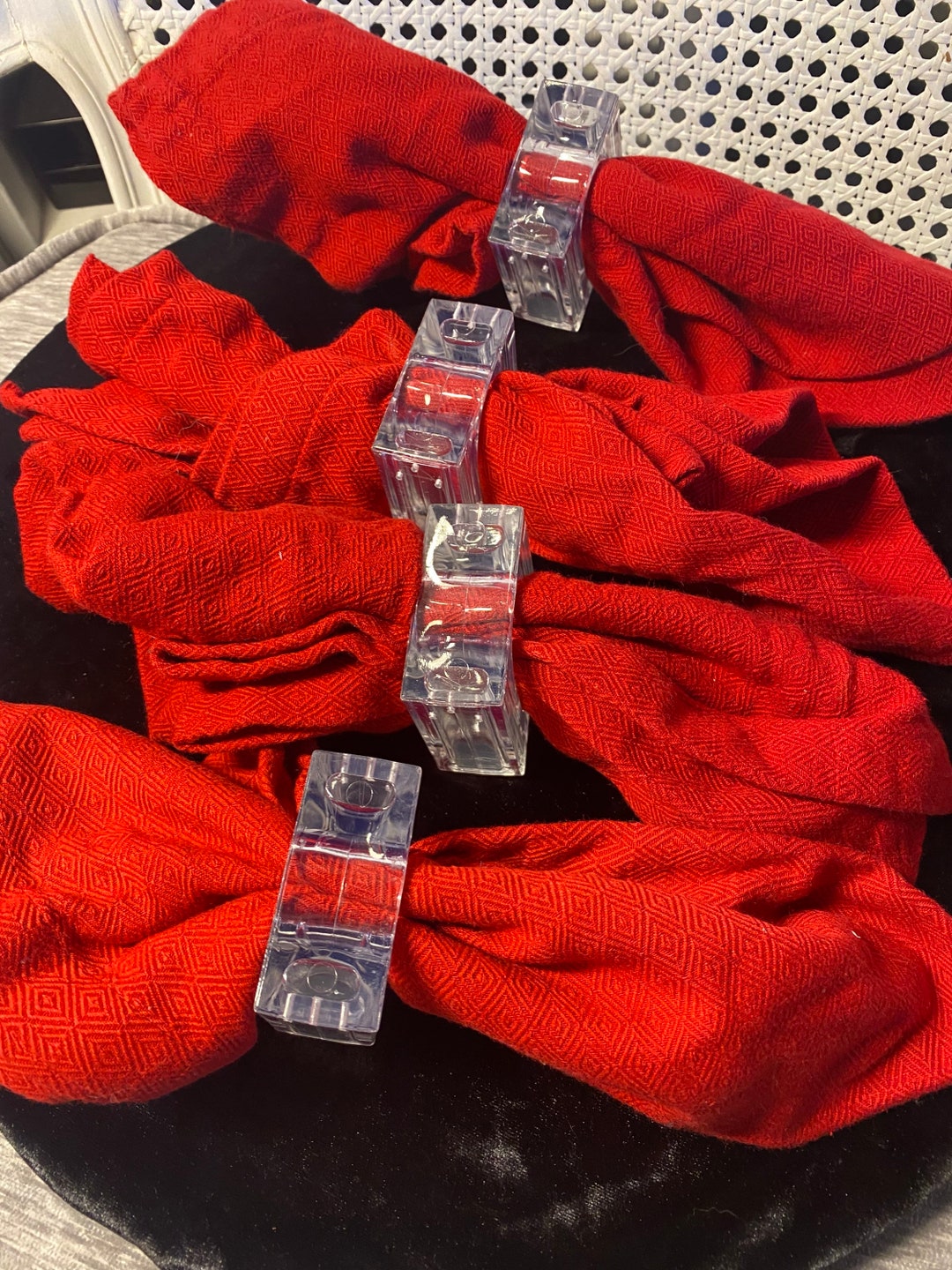 Vintage - MSM- Mid Century Modern - Square Clear Acrylic - Napkin Rings ...