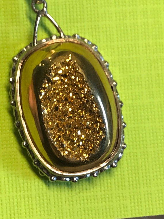 Geode Gold Necklace - Vintage - 1990's - Golden - Bro… - Gem