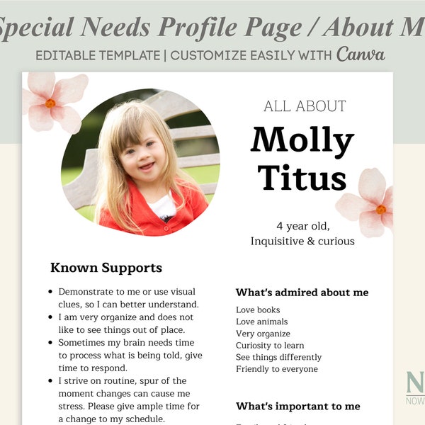 Autism All About Me Template School - Etsy