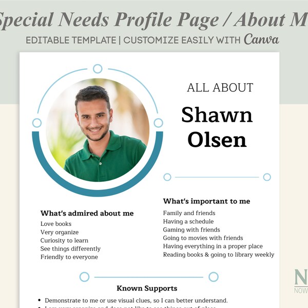 Autism All About Me Template School - Etsy