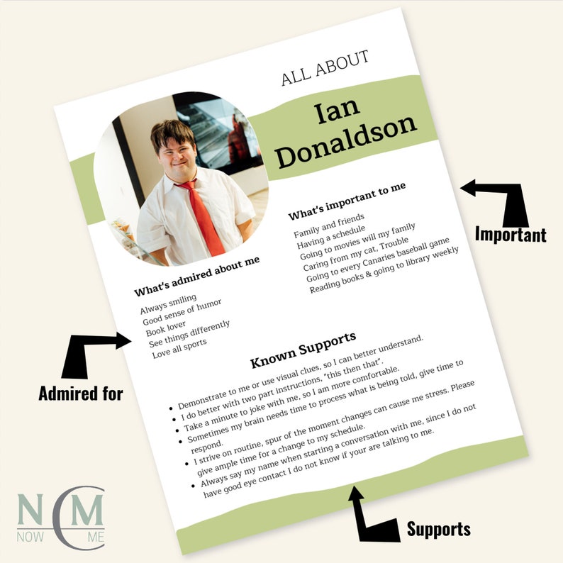 Autism All About Me Autism One Pager ADHD One Page Profile - Etsy