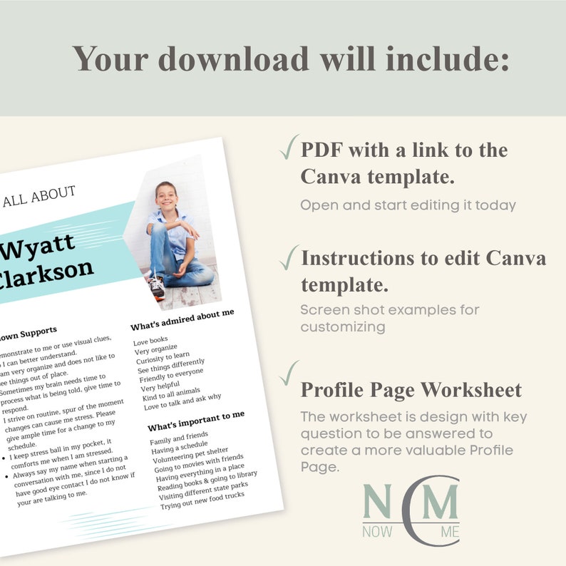 Autism All About Me Autism One Pager ADHD One Page Profile - Etsy