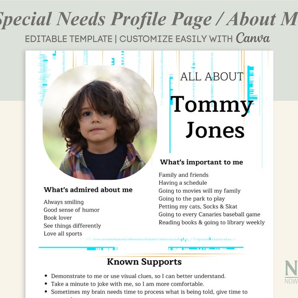 Autism All About Me Template School - Etsy