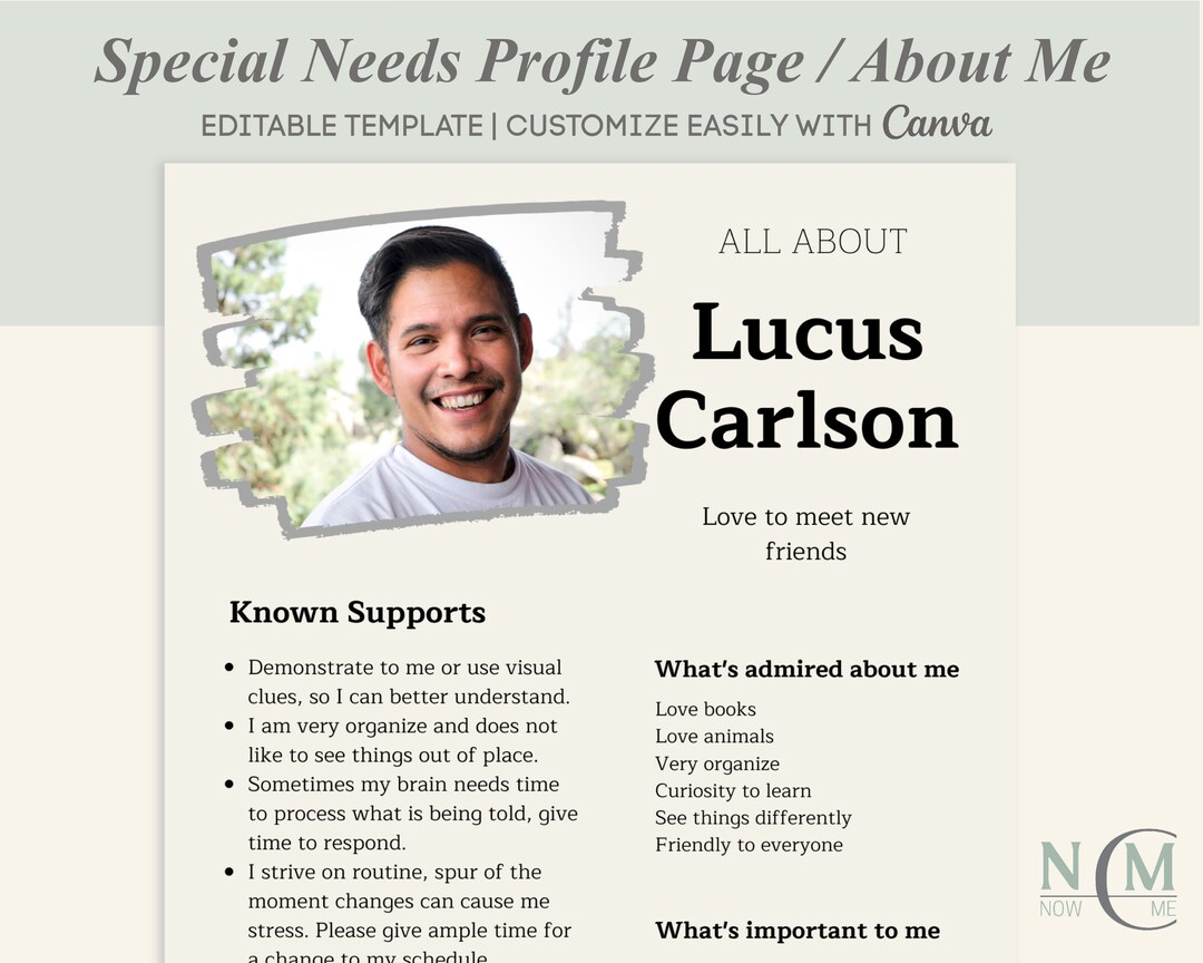 ASD All About Me Autism One Pager ADHD One Page Profile - Etsy Israel