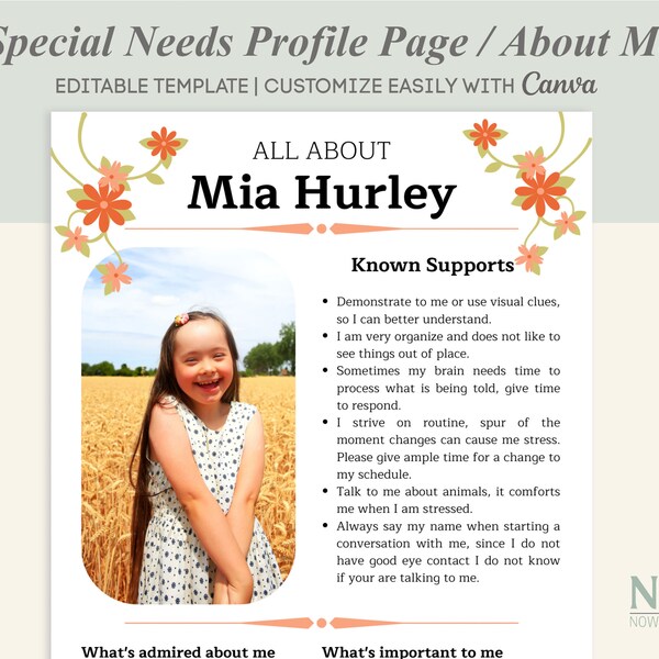 Autism All About Me Template School - Etsy