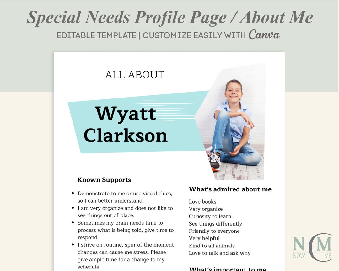 Autism All About Me Autism One Pager ADHD One Page Profile - Etsy