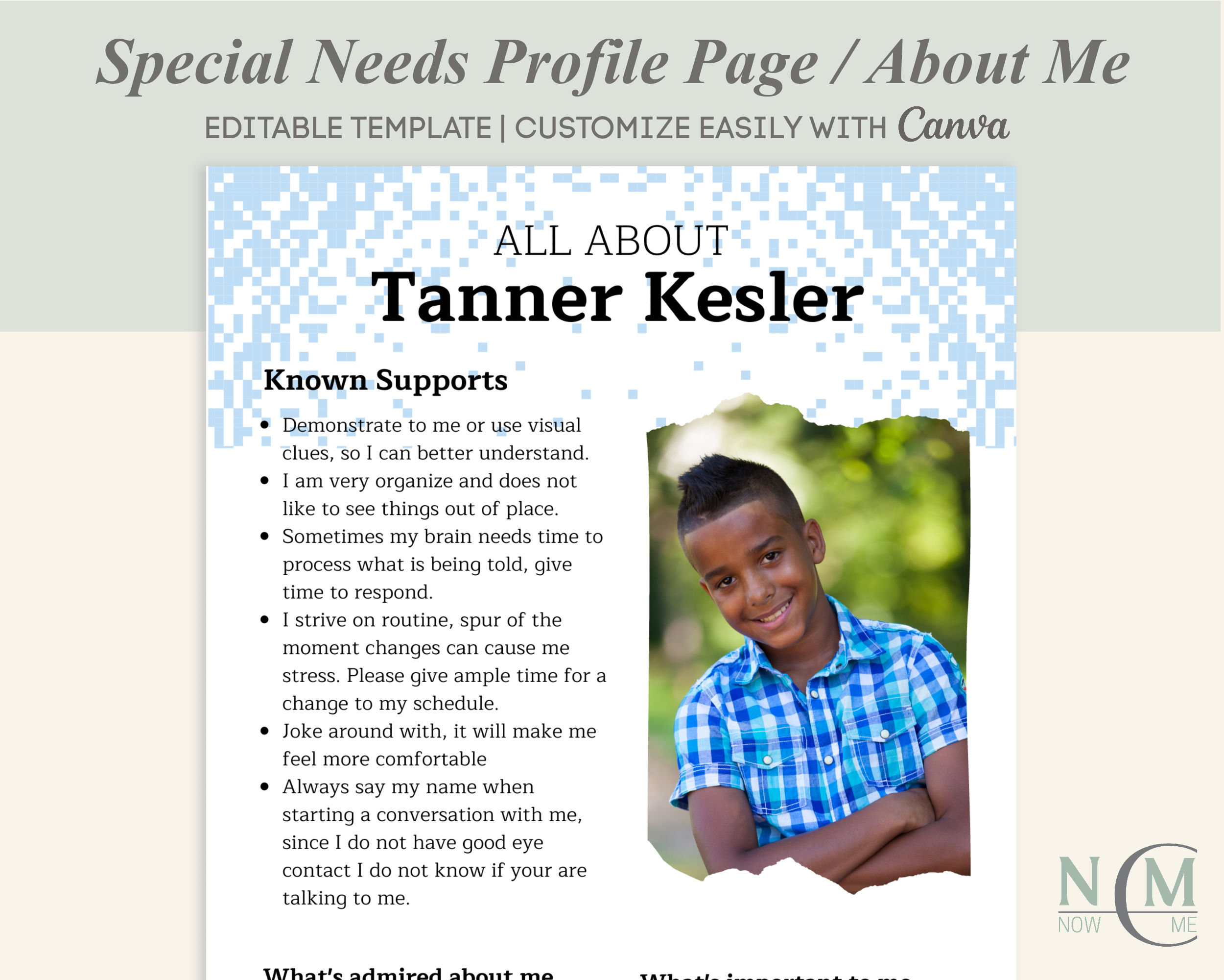 Autism All About Me Autism One Pager ADHD One Page Profile - Etsy