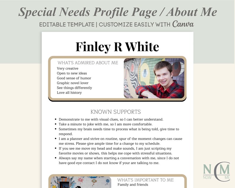 Autism All About Me Autism One Pager ADHD One Page Profile - Etsy UK