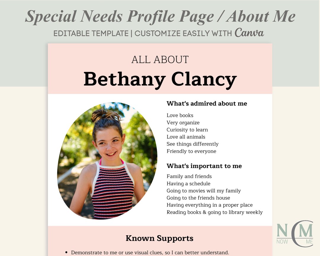 Autism All About Me Autism One Pager ADHD One Page Profile - Etsy Ireland