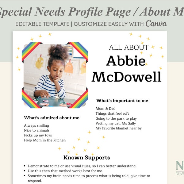 Autism All About Me Template School - Etsy