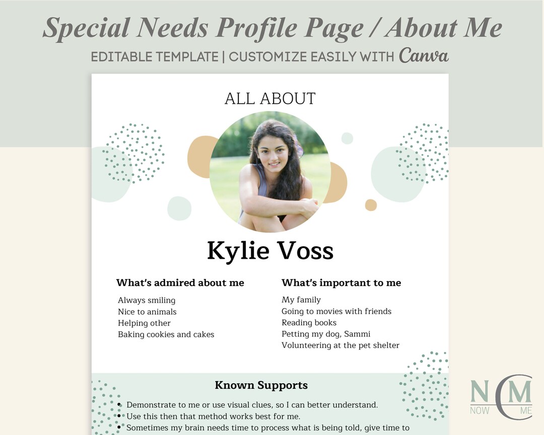 Autism All About Me Autism One Pager ADHD One Page Profile - Etsy