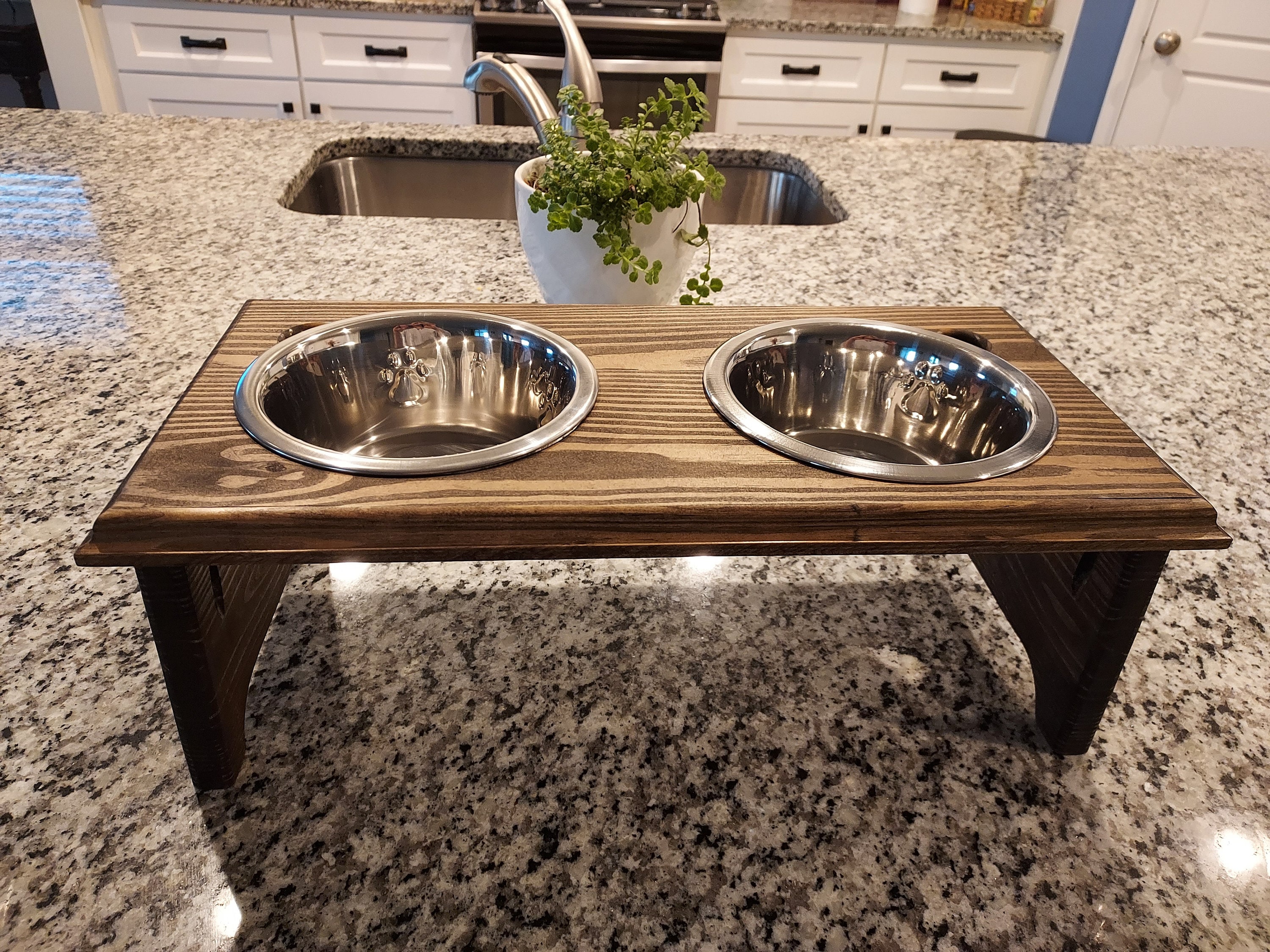 Double Dog Food and Water Bowl Stand | Elevated Dog Dish - Etsy