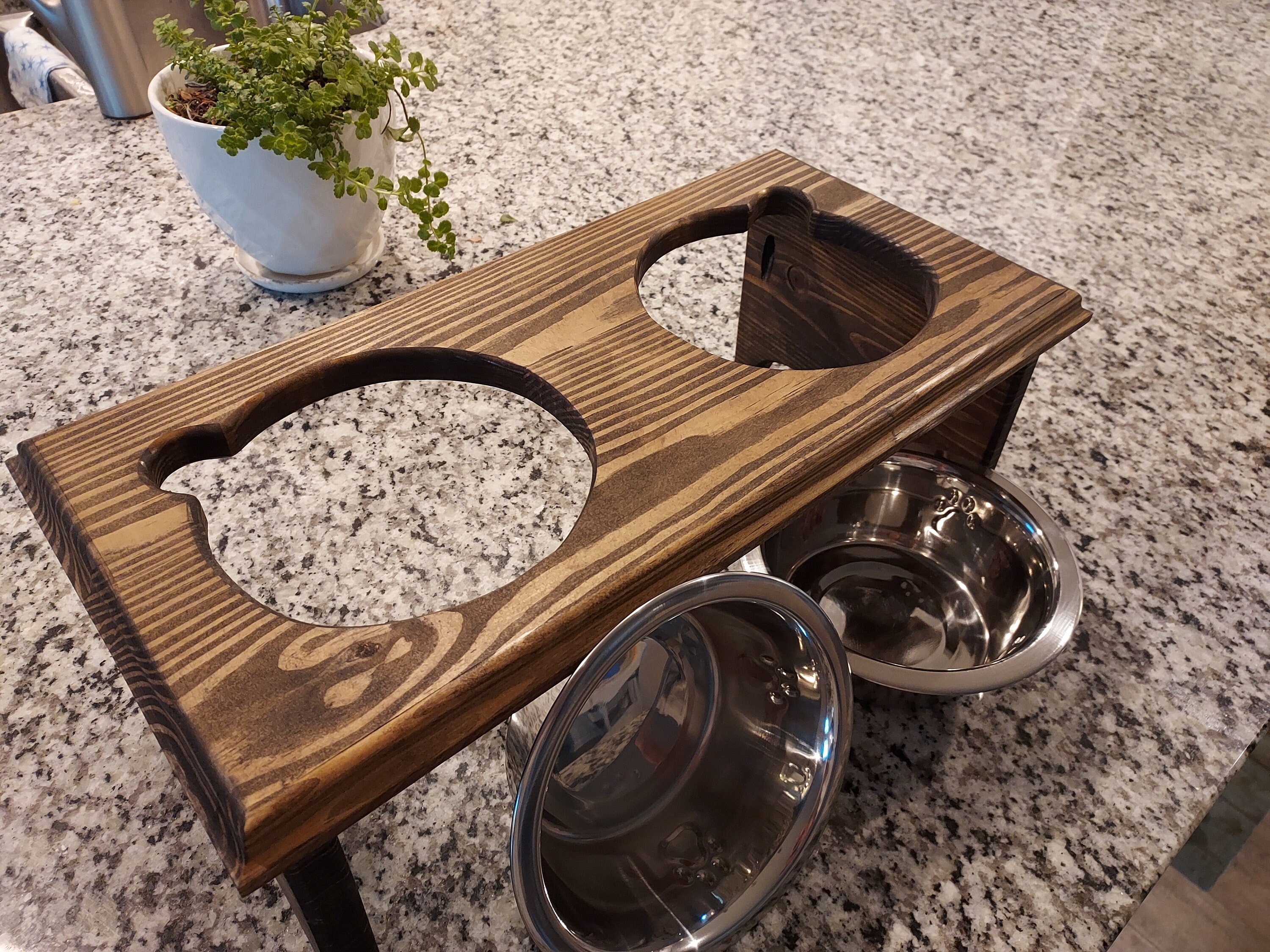 Double Dog Food and Water Bowl Stand | Elevated Dog Dish - Etsy